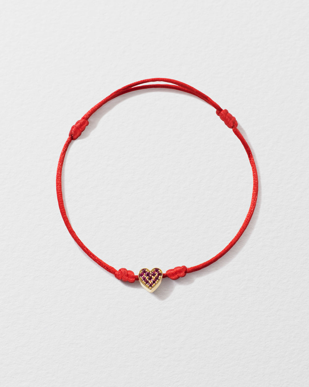 Ruby Heart String Bracelet | 14k Gold