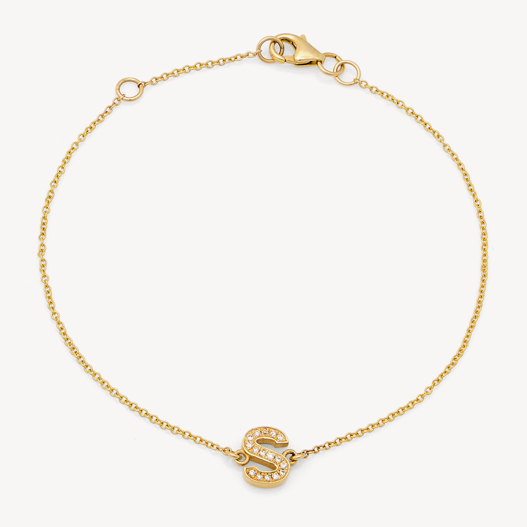 Personalised Diamond Letter Bracelet | 14k Gold