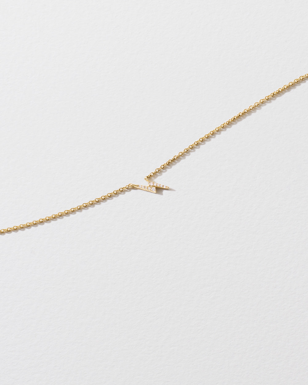 Diamond Lightning Bolt Icon Necklace | 14k Gold