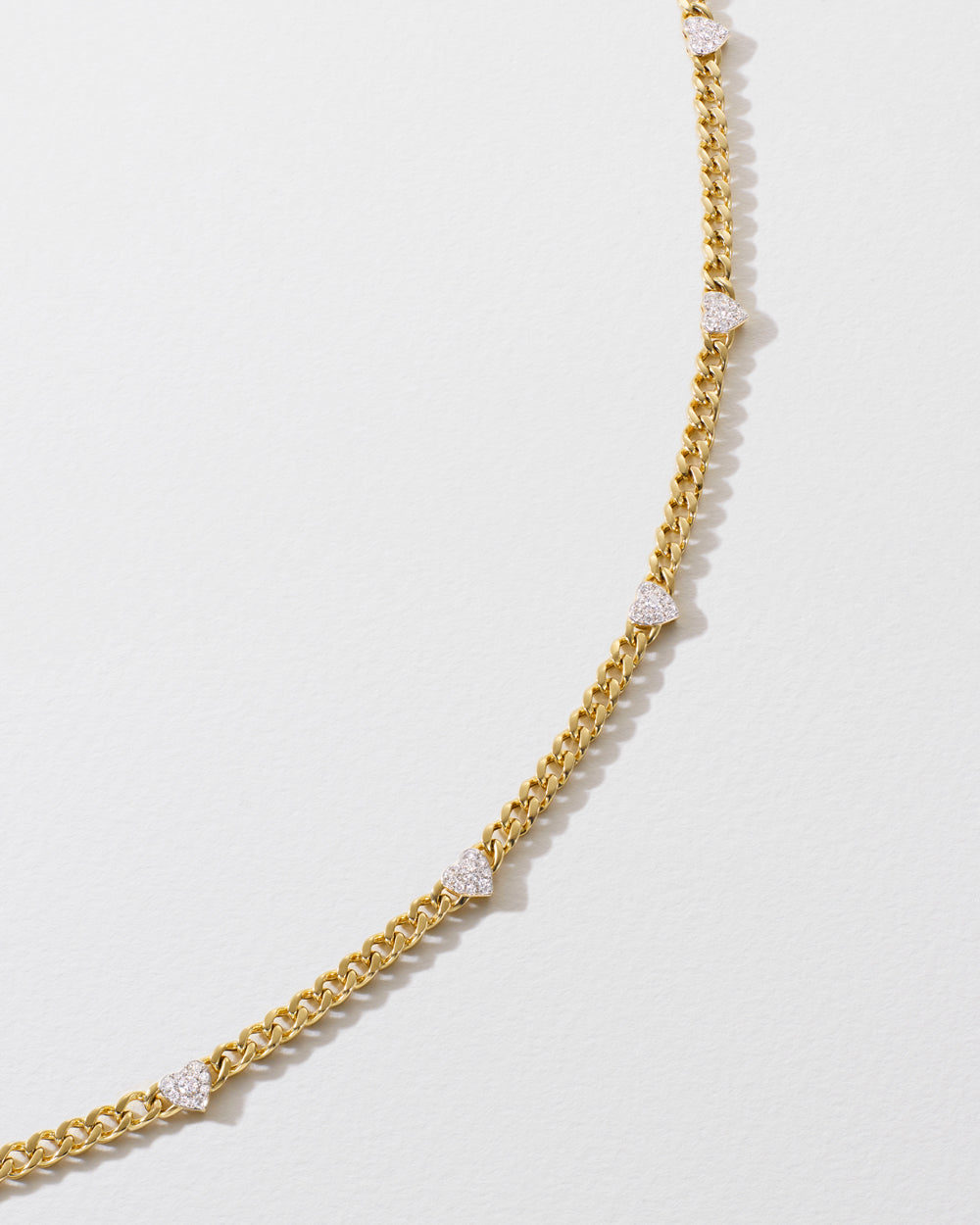 80's Chunky Diamond Heart Necklace | 14k Gold